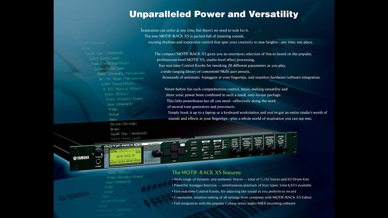 YAMAHA MOTIF XS RACK DEMO 2 - YouTube