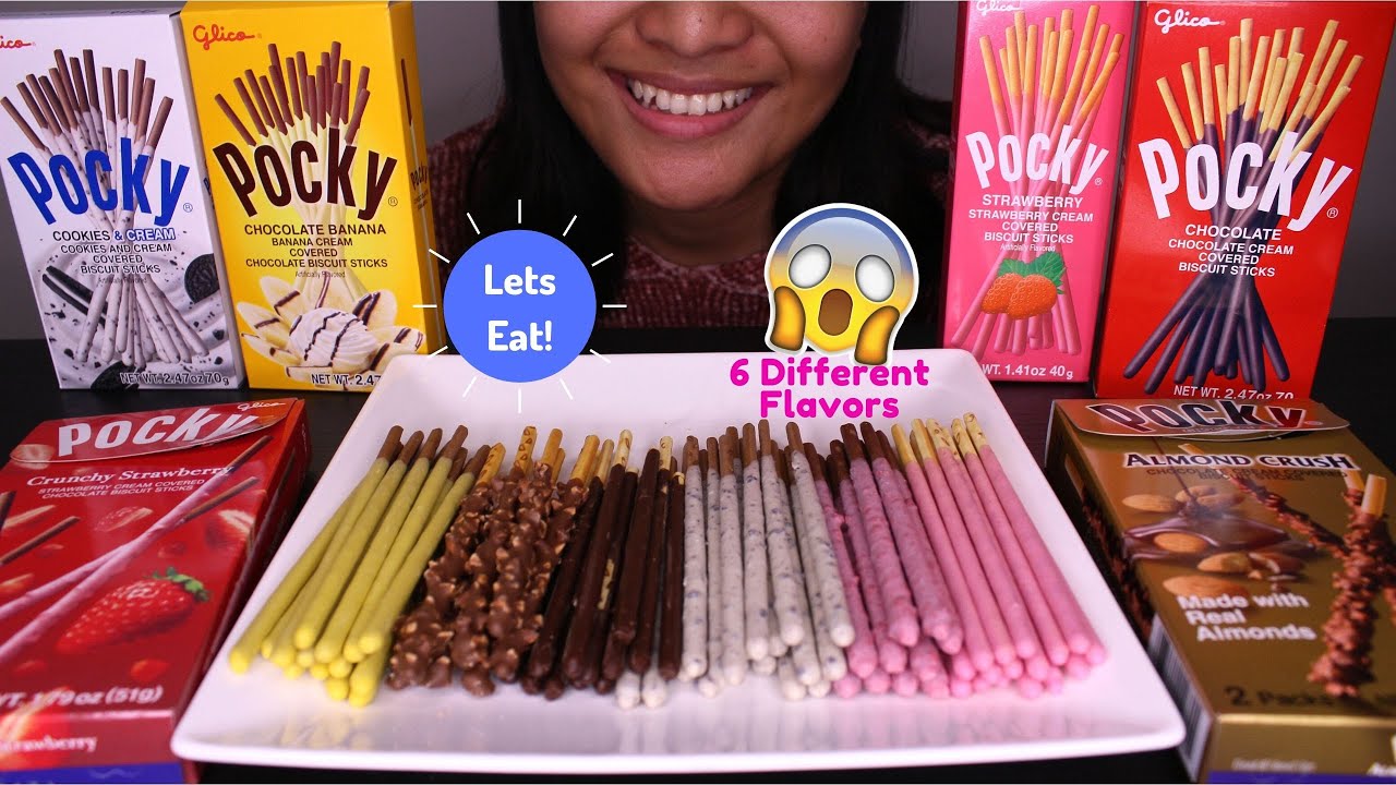 Lets Eat! | ASMR Different flavors of Pocky! Part 1 - YouTube