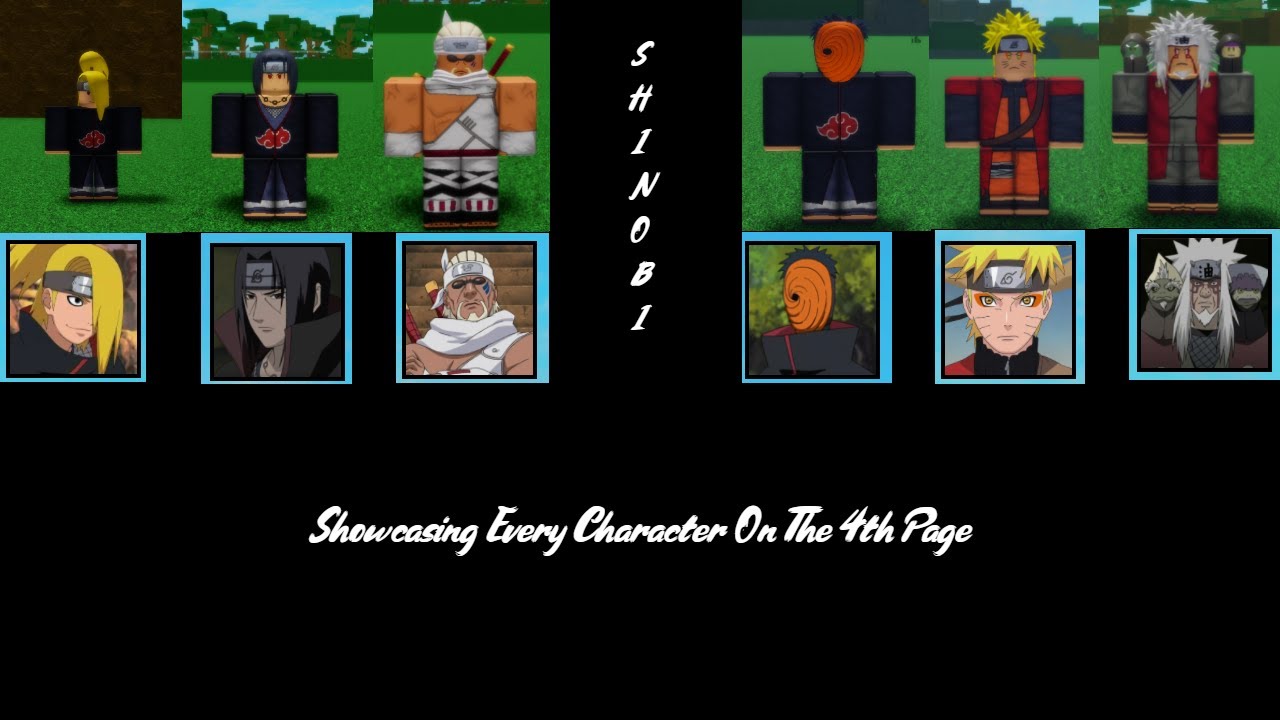 Showcasing Every Character On The 4th Page (Roblox - Shinobi Storm ...