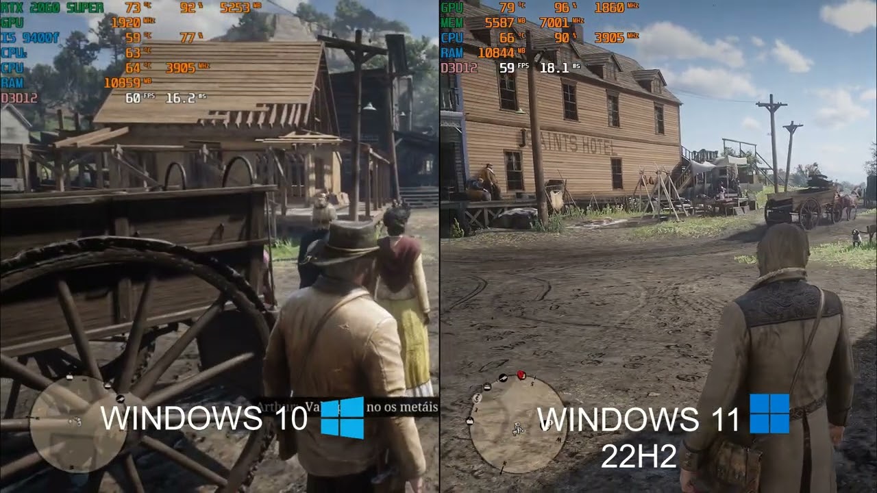 Red Dead Redemption 2 - Windows 10 vs Windows 11 22H2 - FPS Comparison ...