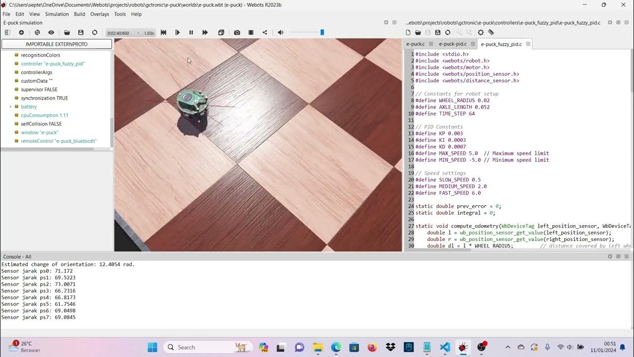WEBOTS E-PUCK ROBOT WITH FUZZY PID / SISTEM KONTROL / RE305 - YouTube