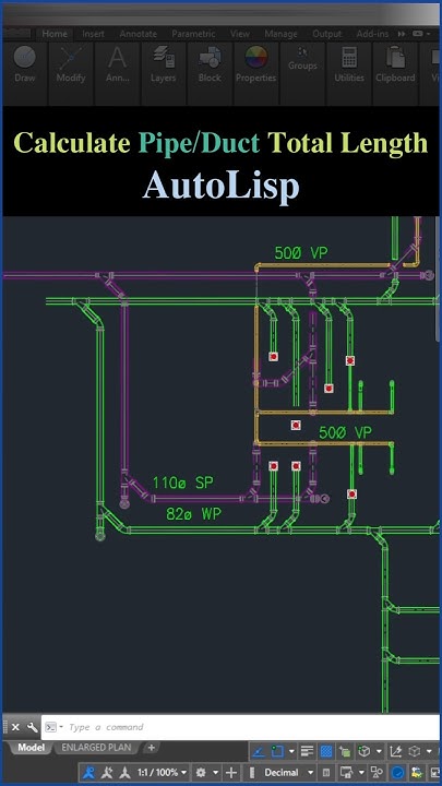 AutoCAD MEP Pipe Length AutoLisp | #plumbing #autocad #autolisp #lisp #shortsvideo #shorts - YouTube