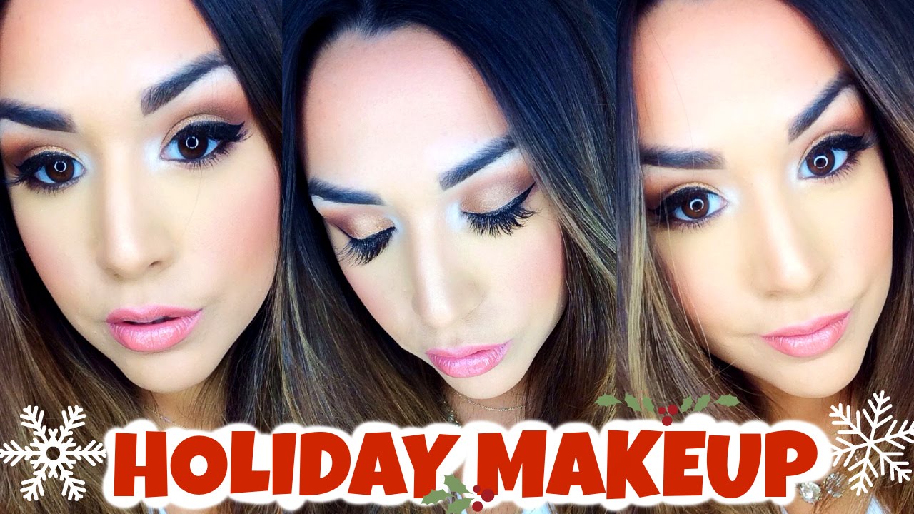 HOLIDAY MAKEUP!! BRONZE GLITTER SMOKEY EYE | ALEXANDREA GARZA - YouTube