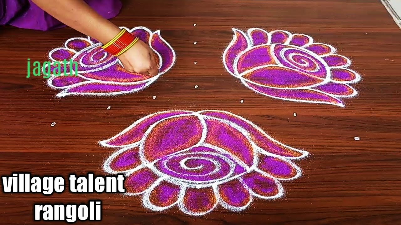 #SIMPLE BEAUTIFUL FLOWER RANGOLI DESIGN FOR BEGINNERS WITH 7DOTS MADE ...