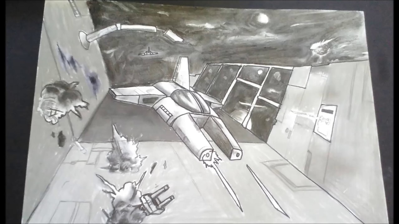 Gradius Space Ship, Charcoal Drawing - YouTube