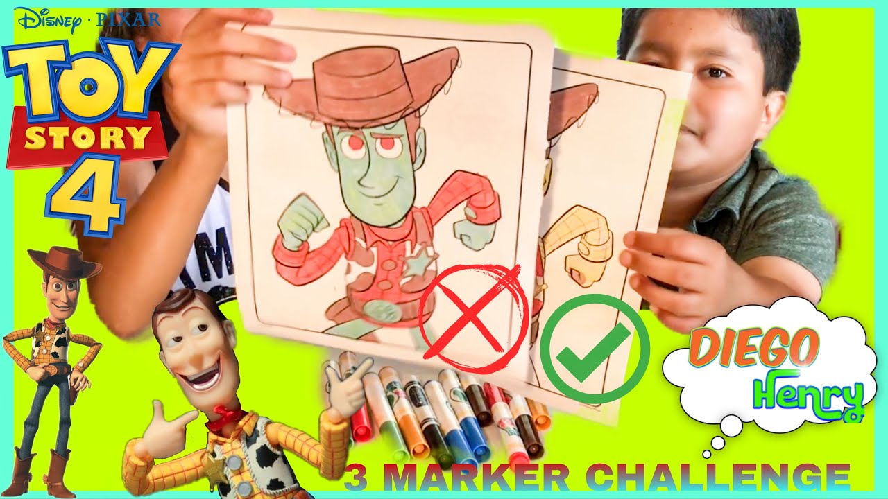 Toy Story 4 ° 3 Marker Challenge With Woody Crayola Color Wonder Mess ...