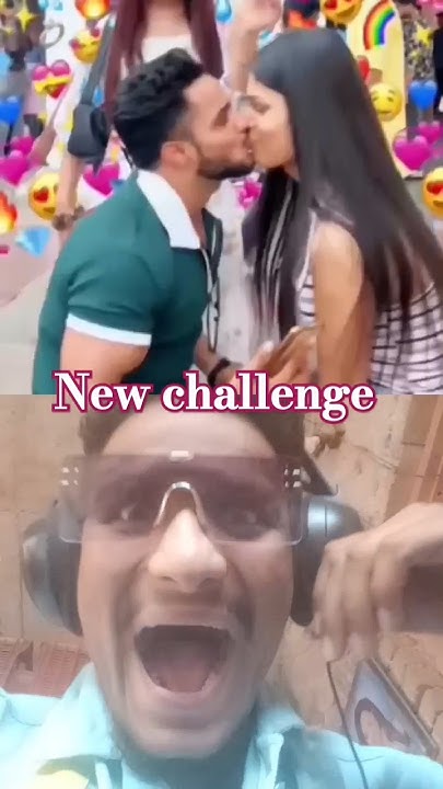 Challenge ke bahane se kiss 💋 kar diya 😂😘 cute girl reaction public reactions #kiss #prank # ...