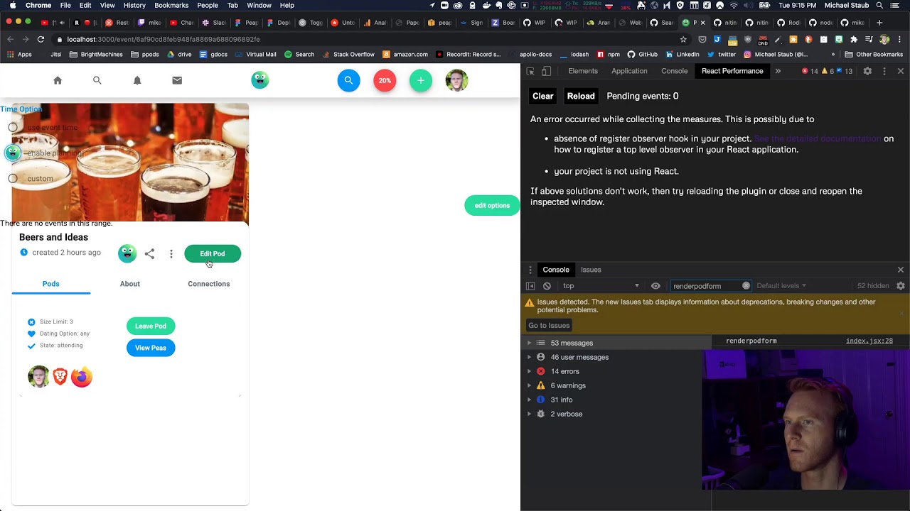 Mike Staub Live Stream - peapods.com dev #13 ( Andrew Schreiber colab ...