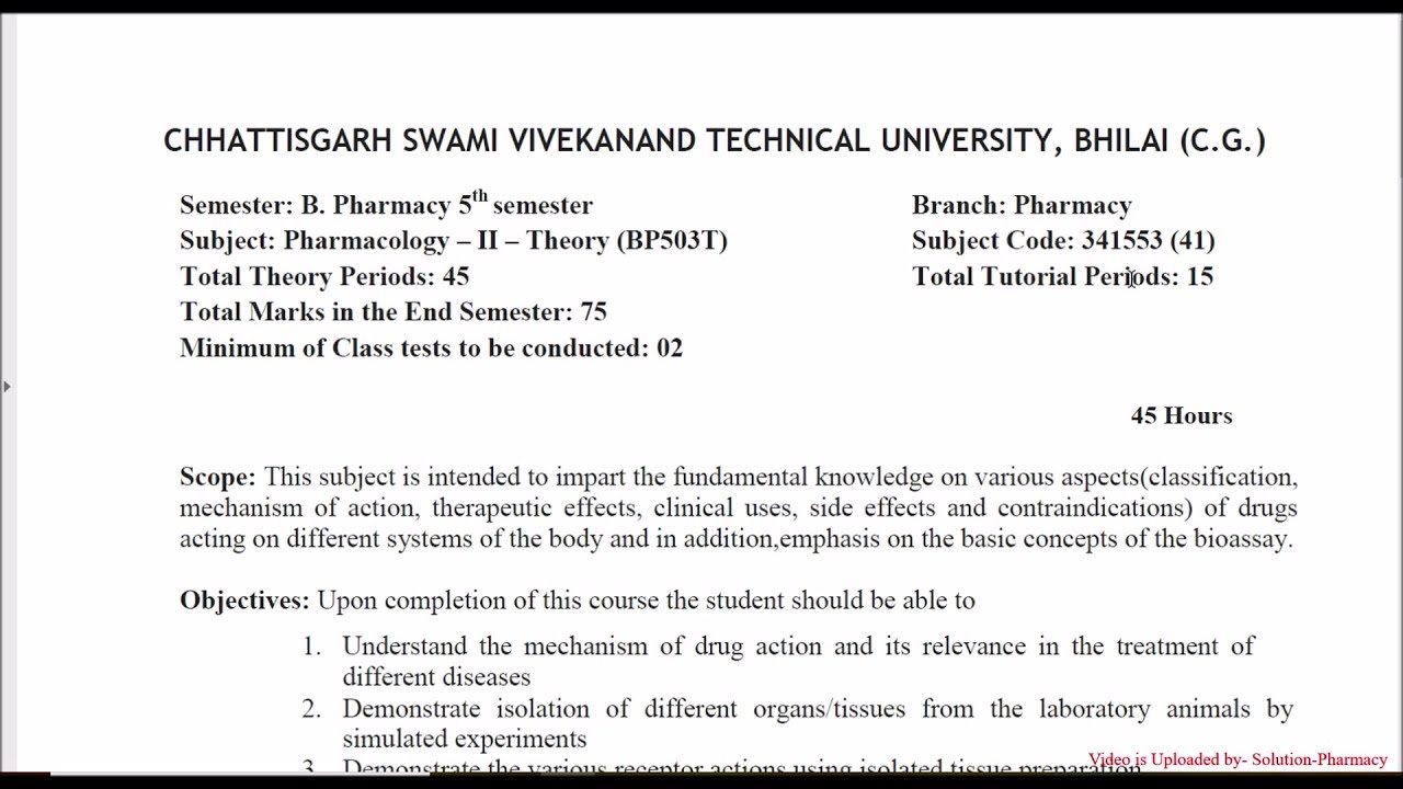 Pharmacology 02 B Pharmacy 5th Semester Pharmacology Syllabus For pharmacology-02-b-pharmacy-5th-semester-pharmacology-syllabus-for