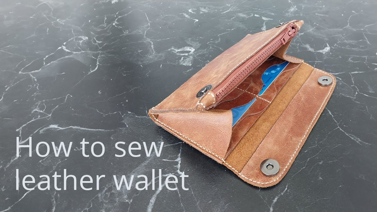 Leather wallet sewing tutorial - YouTube