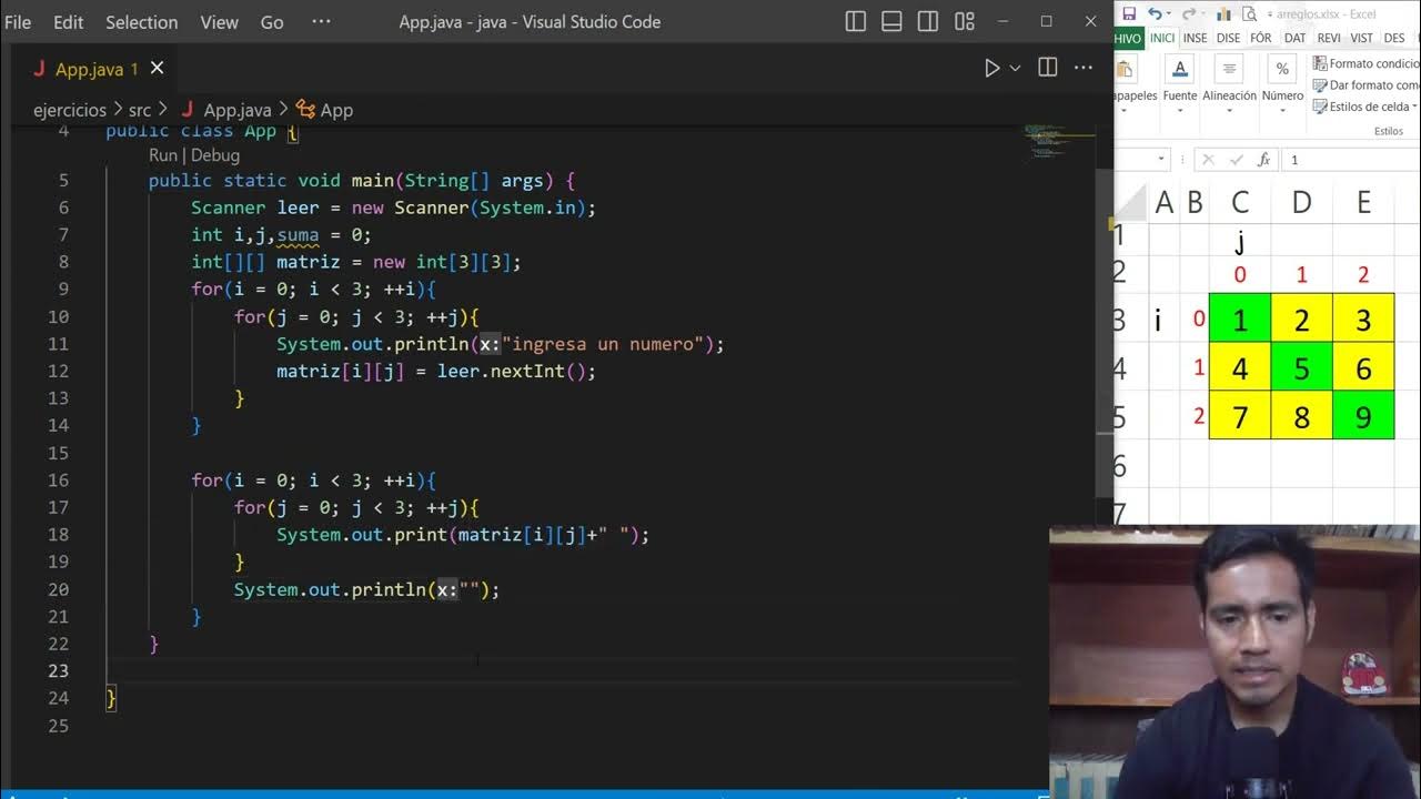 Sumar la diagonal principal de una matriz en java - YouTube