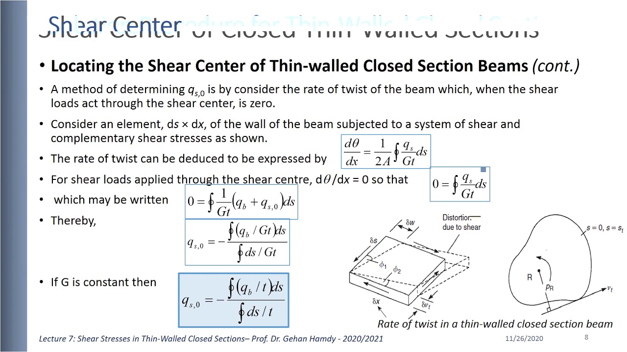 (Lecture 7 (Shear Stresses in Thin-Walled Closed Sections - YouTube