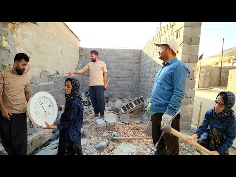 Chat GPT0 Show the man installing the clock on the wall and the woman watching 
