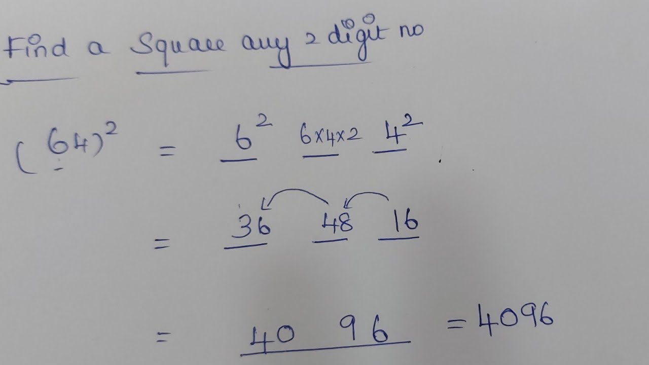 How to find a square of any two digit number - YouTube
