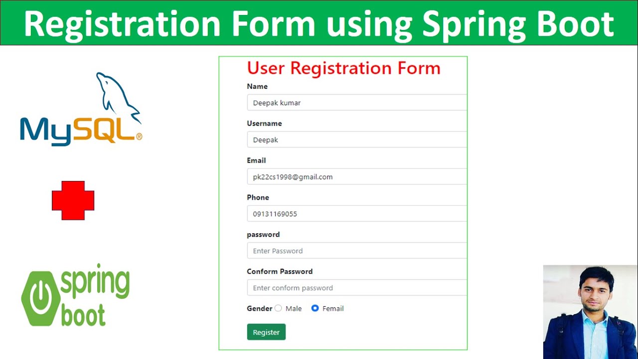 Registration Form Spring Boot With MySQL Database YouTube Registration Form Spring Boot With MySQL Database YouTube