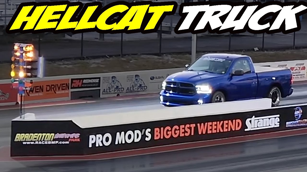 Dodge RAM 1500 Hellcat Swap 1/4 Mile Drag Racing - YouTube