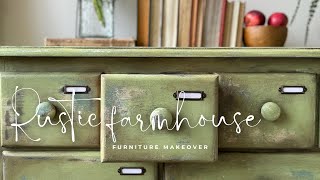 Rustic farmhouse makeover on modern pine furniture | layering and distressing clay paint