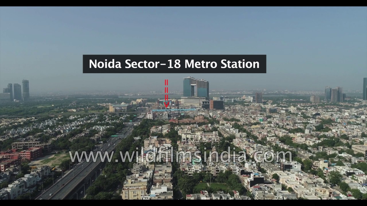 Noida Sector 18 Metro Station - aerial flight - YouTube