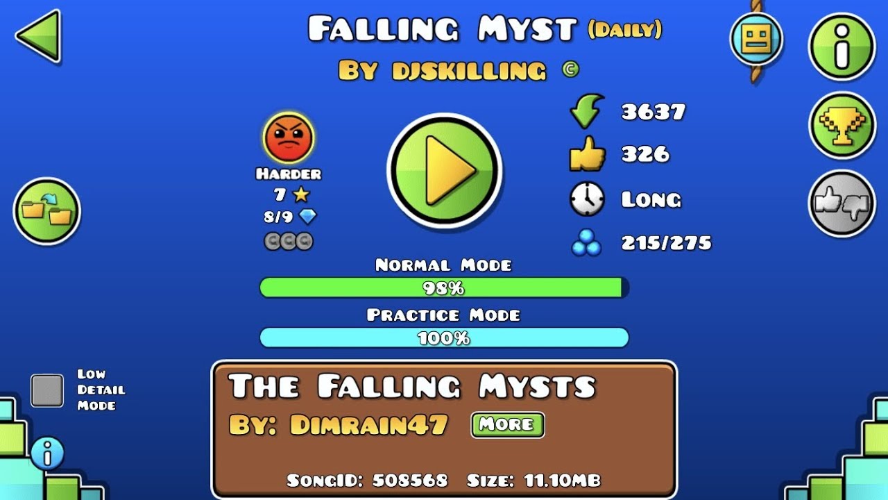 GEOMETRY DASH DAILY LEVEL FALLING MYST (100% COMPLETE) #2 - YouTube