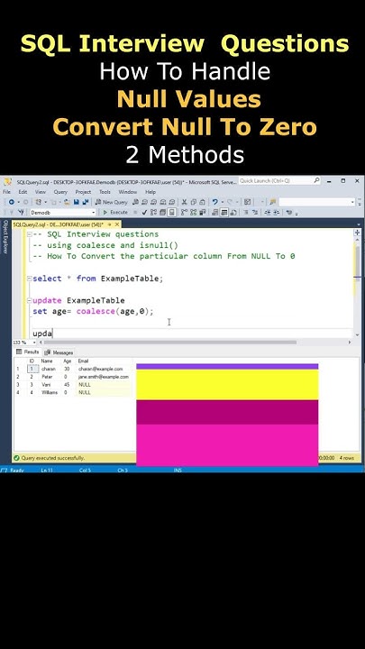 SQL Null Handling Interview Questions Convert Null To Zero best 2 methods #sqlinterviewquestions ...