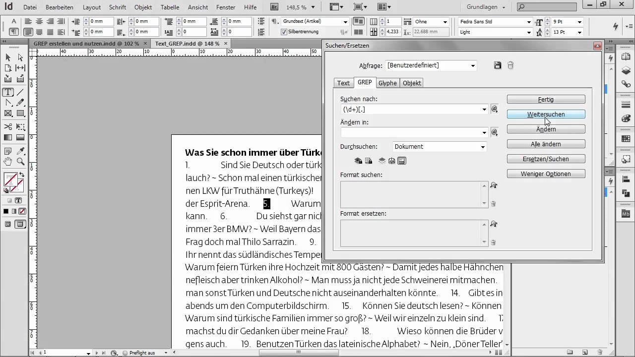 Suchen und ersetzen mit GREP - Adobe InDesign CS6 - YouTube