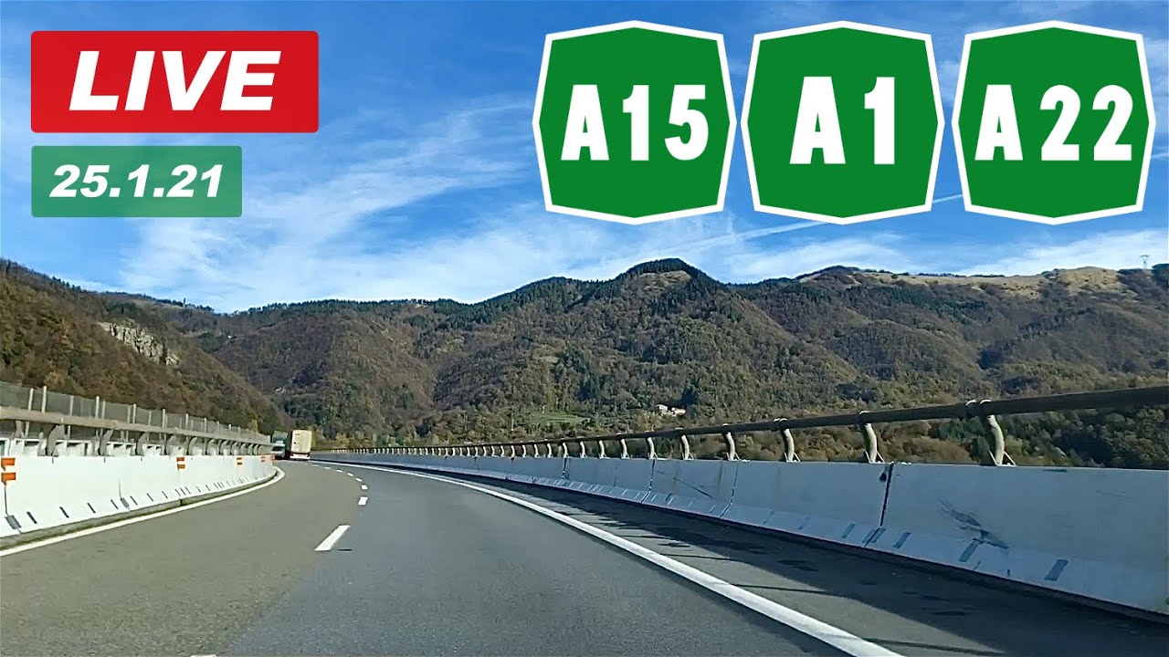 LIVE | Autostrade A15 - A1 - A22 - A4 | Pontremoli - Parma - Modena ...