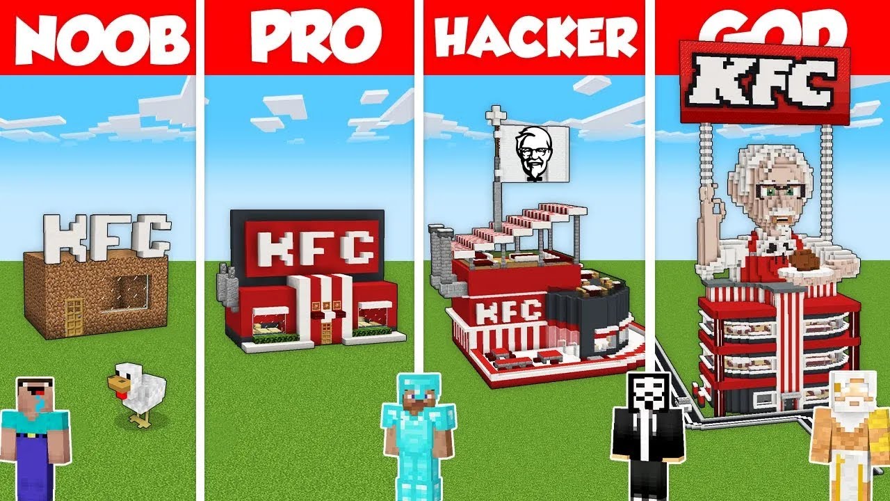 KFC FAST FOOD HOUSE BUILD CHALLENGE - Minecraft Battle: NOOB vs PRO vs ...