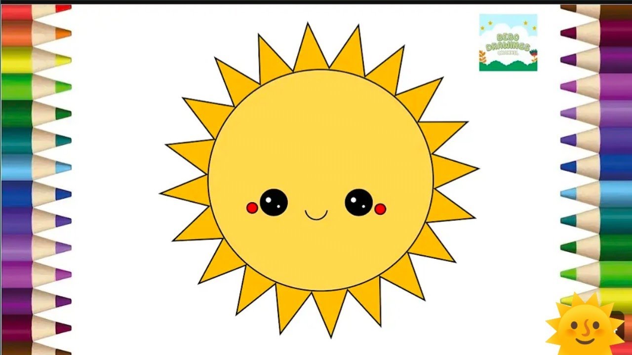 How to draw a cute sun🌞 / Beautiful sun drawing toddlers step by step ...