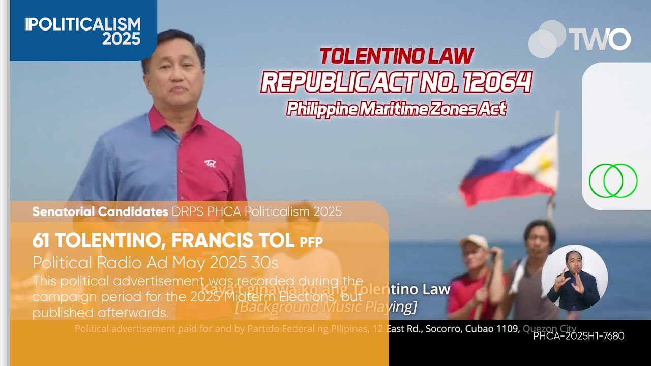 TOLENTINO, FRANCIS TOL (PFP) Political Radio Ad May 2025 30s - YouTube