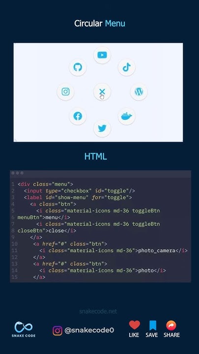 Circular Menu #codinglife #html5 #csstips #webdeveloper #cssprojects #codingtutorial #css #html ...