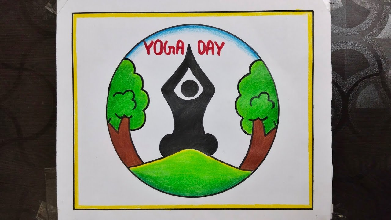 Yoga Day Drawing / International Yoga Day Drawing / Yoga Poster Making ...