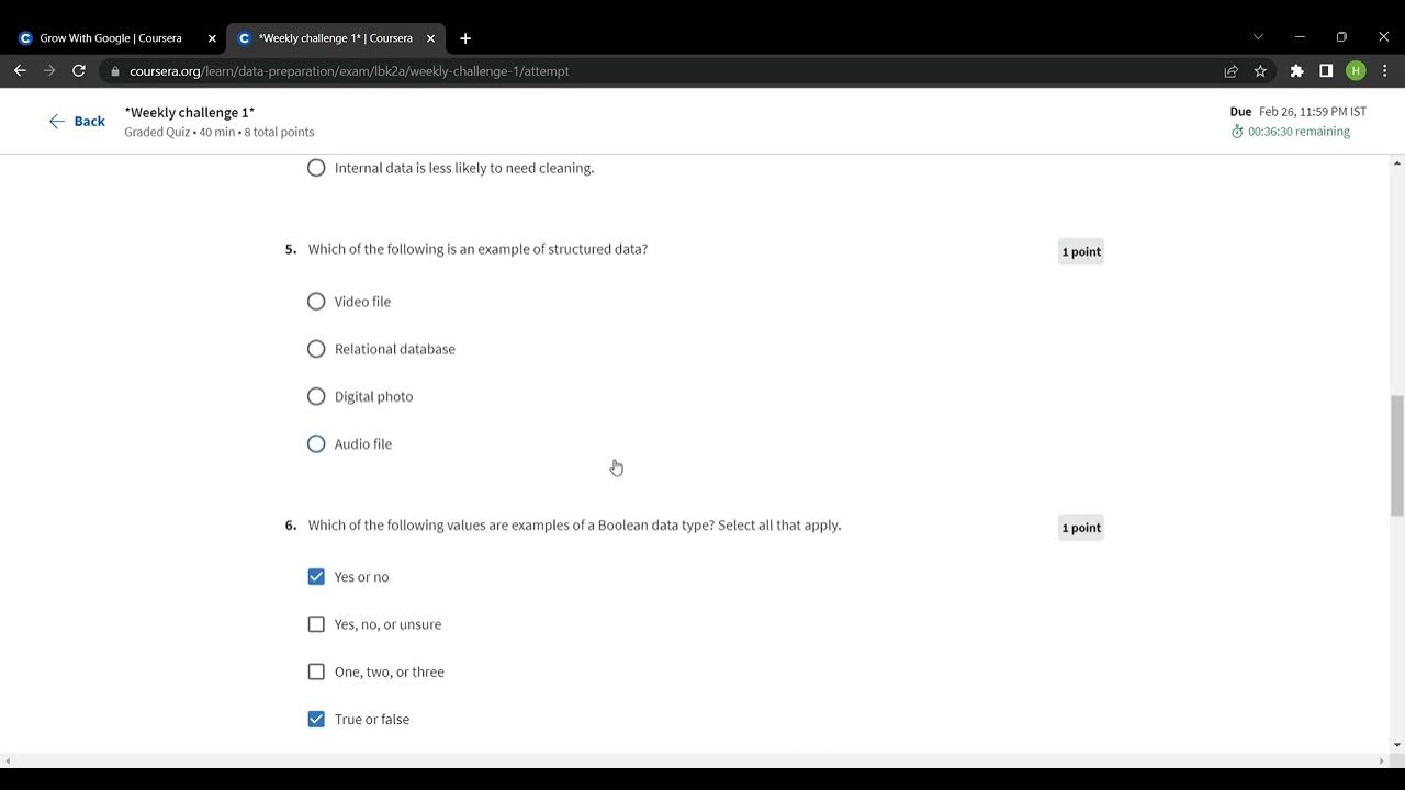 Course 3 Week 1 Final Quiz Google Data Analytics | Coursera - YouTube