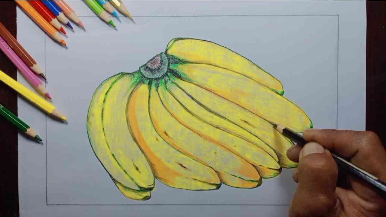 Menggambar buah pisang (Drawing of banana fruit) - YouTube