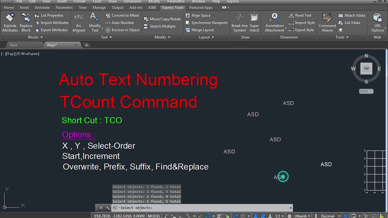 Auto Text Numbering In AutoCAD In Hindi - YouTube