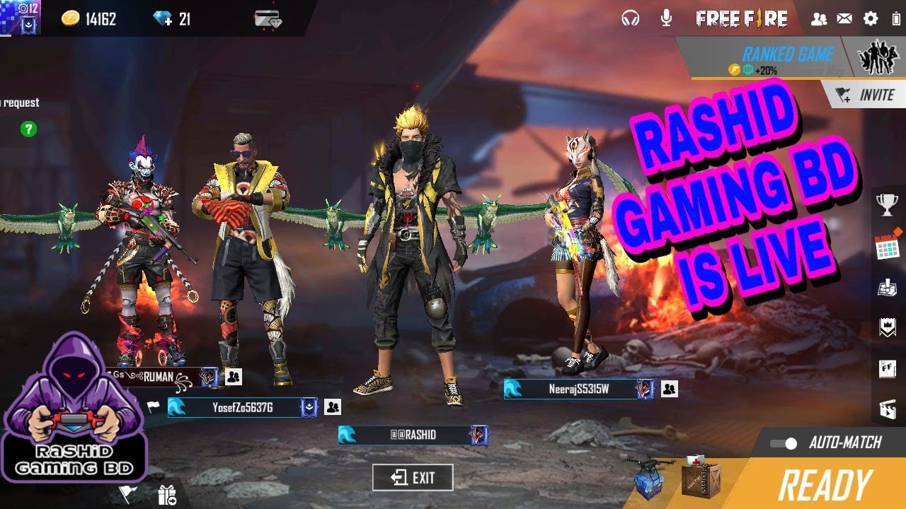 LIVE FREE FIRE GAMEPLAY BANGLA RUSH GAMEPLAY ||RASHID GAMING BD - YouTube