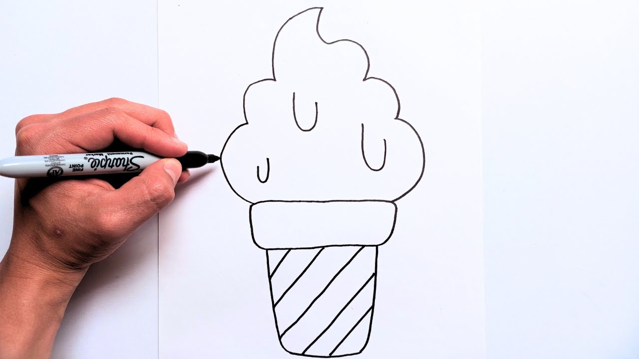 How to Draw an Easy ICE CREAM 🍨 - Como Dibujar Un HELADO Fácil 🟩 - YouTube