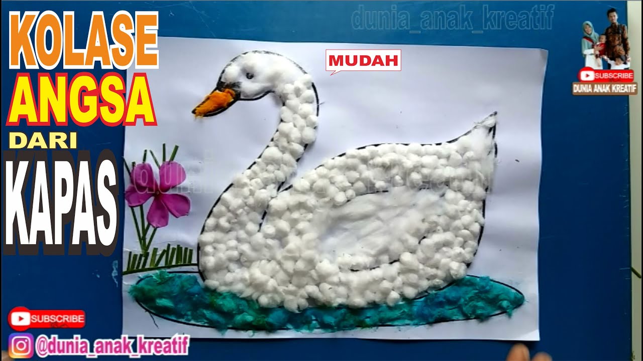 Cara membuat kolase angsa dari kapas - YouTube