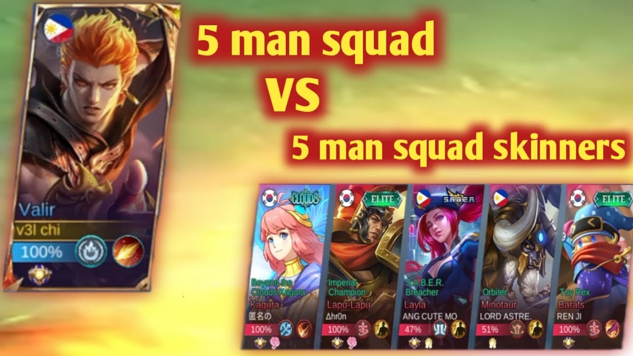 top valir five man squad vs 5 squad skinners #mlbb #mobilelegends # ...