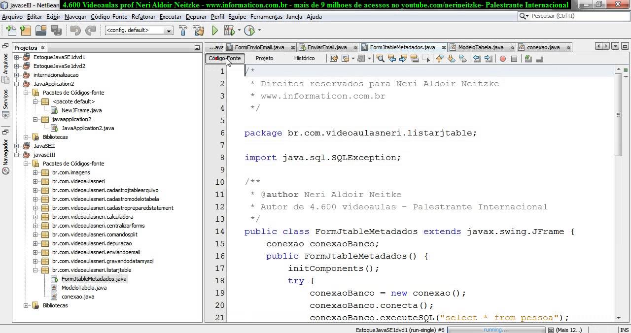 aula 4705 javaseIII No eclipse listando dados do banco em um JTable com Modelo de Tabela - YouTube