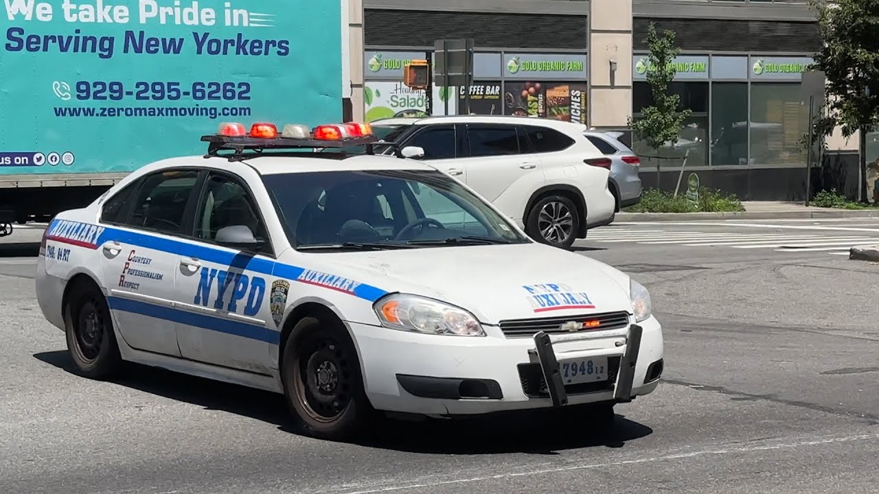 NYPD Auxiliary Chevy Impala Pulling Into Station - YouTube