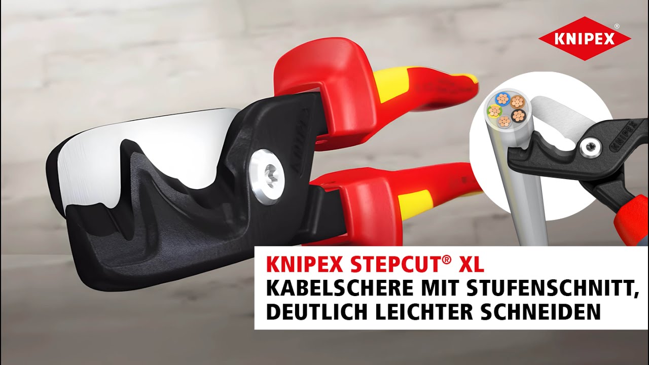 KNIPEX StepCut® XL 95 11 225 Kabelschere mit Stufenschnitt // Kabel ...