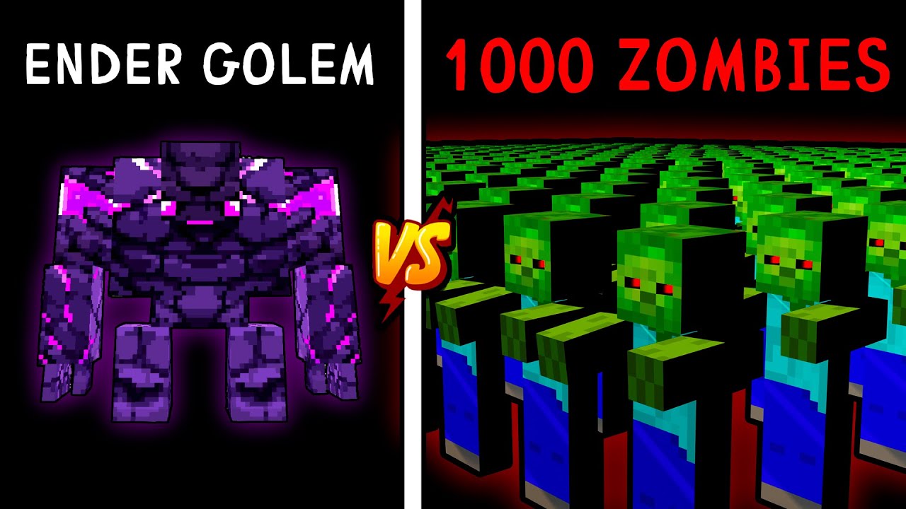 Ender Golem VS 1000 Zombies army in Minecraft - YouTube