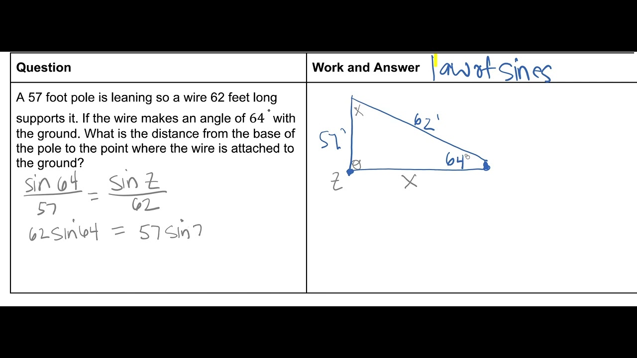 Unit 10 Preview Law of Sines Application Problem - YouTube