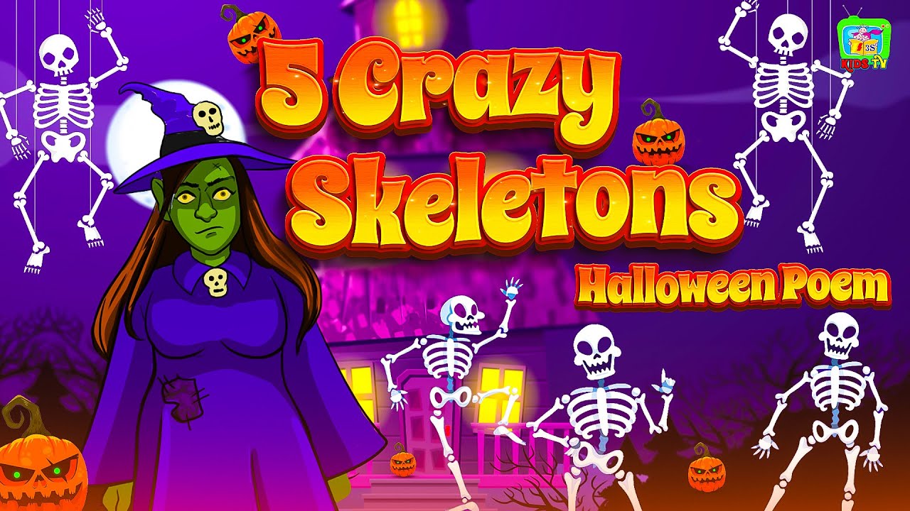 5 Crazy Skeleton Rhyme | Kids Rhymes | 3S Kids TV | Halloween Poem ...
