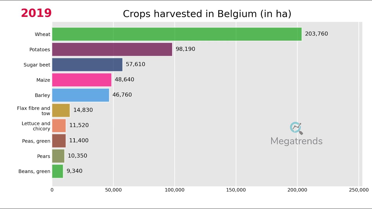 Top 10 Crops harvested in Belgium (2000 - 2019) - YouTube