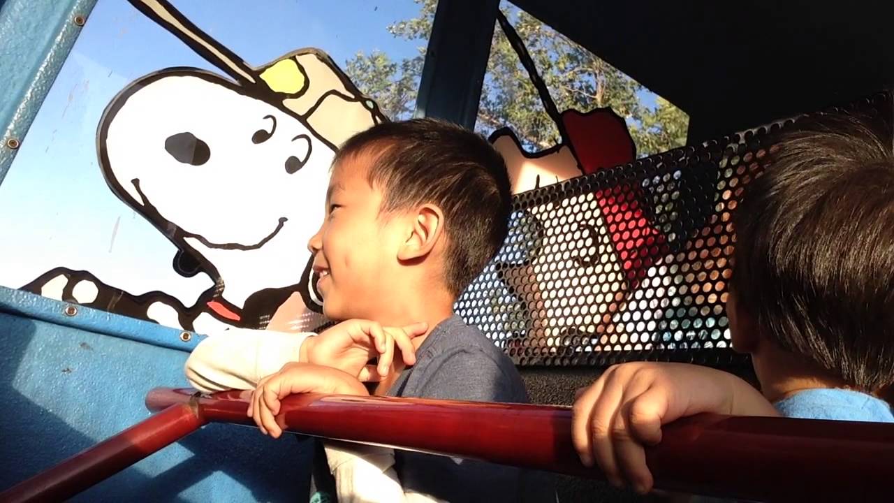 Baby Riding Camp Bus at Camp Snoopy in Knott's - YouTube
