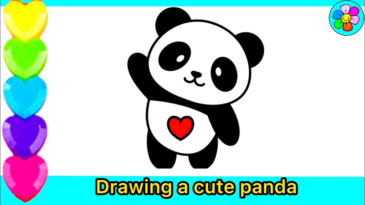 How to easy draw a cute Panda for kids🐼|Drawing, Painting and coloring ...