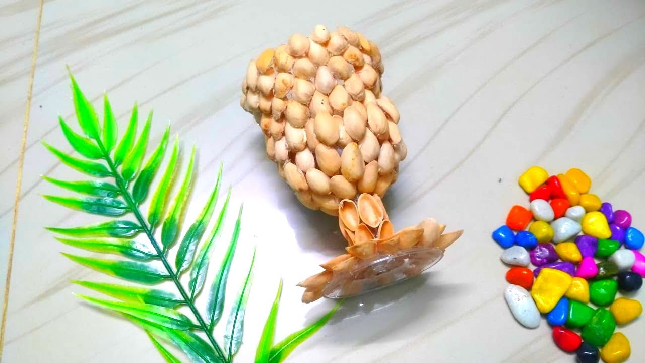 Diy pista shells crafts/ flower vase from pista shells/ home decor ...