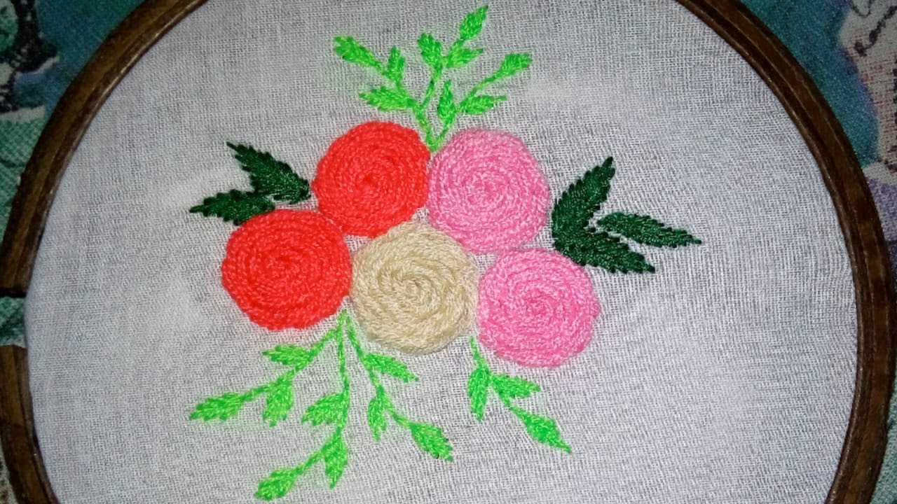 Stem Stitch Rose | Stem stitch rose design | Hand Embroidery - YouTube