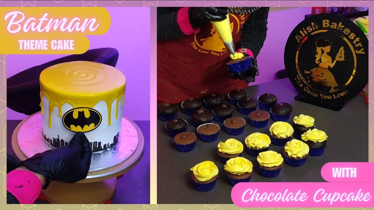 Batman Theme Cake Decorating Tutorial with Cupcakes / Batman birthday ...